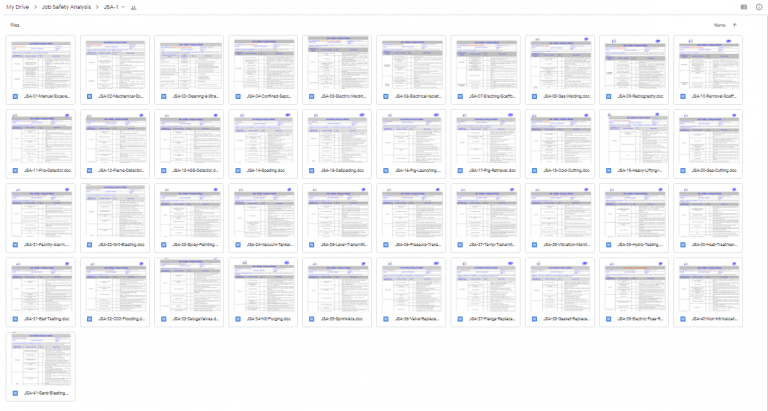 Contoh Job Safety Analysis (JSA) yang sering digunakan